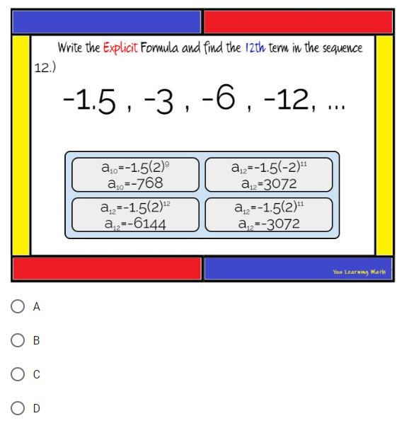 Geometric Sequences: Recursive and Explicit Formulas - Google Forms ...