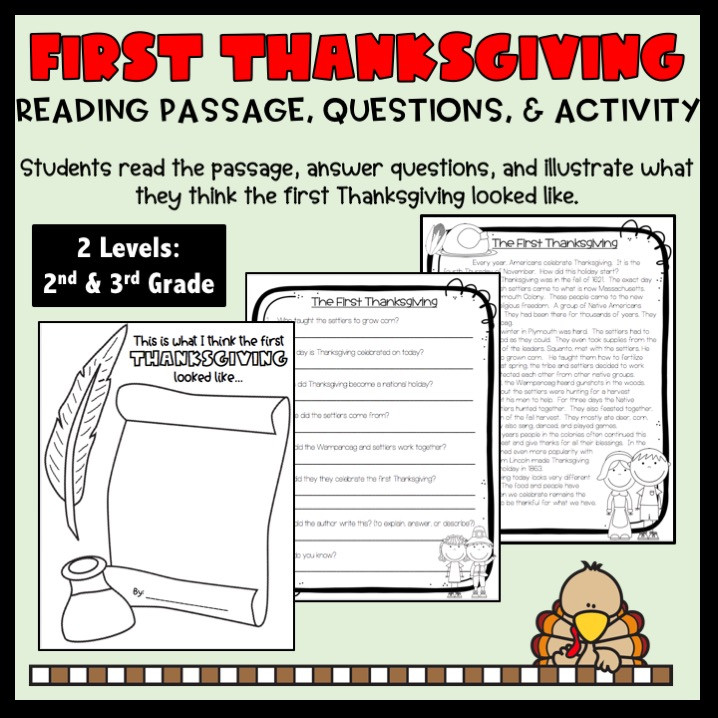 First Thanksgiving Leveled Passage, Questions, and Activity - Amped Up ...