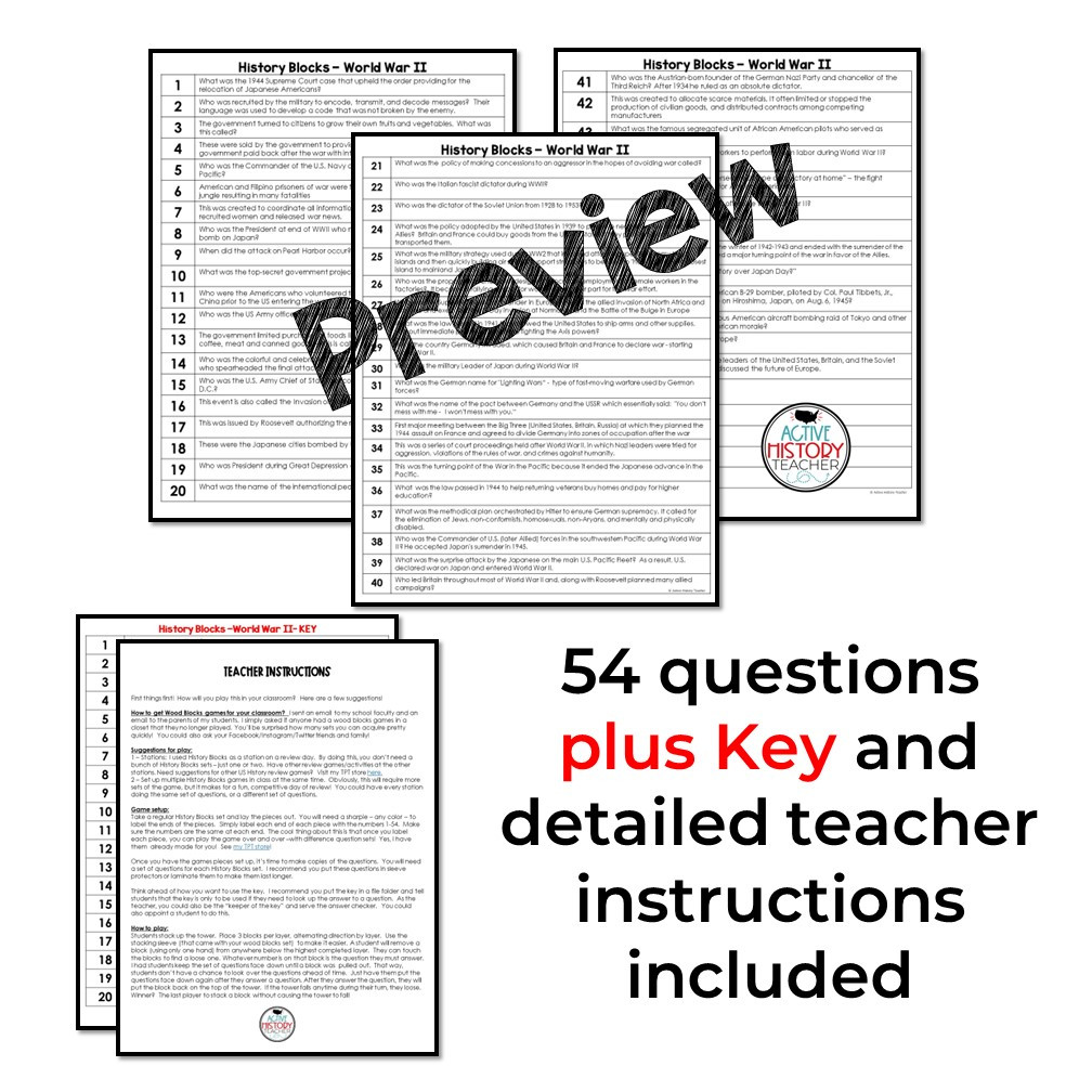 World War II WWII WW2 Review History Blocks EOC Review - Amped Up Learning