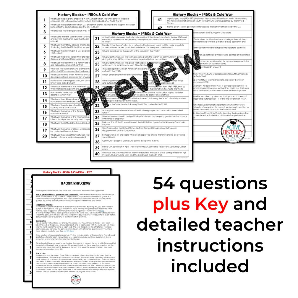 Cold War & 1950s Review Game History Blocks EOC Review - Amped Up Learning