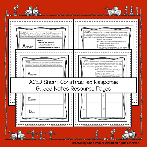 Short Constructed Response ACED Acronym Guided Notes Resource Pages ...