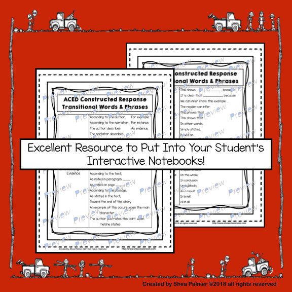 Short Constructed Response ACED Acronym Guided Notes Resource Pages ...