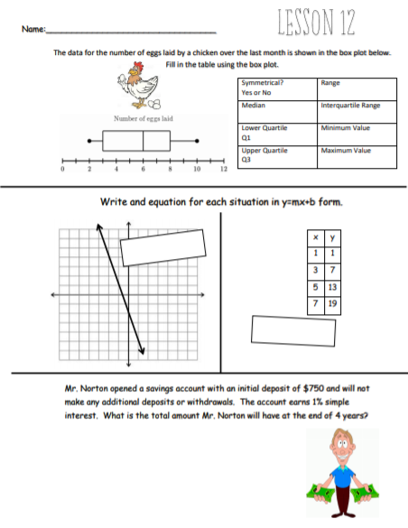 13 Assignments covering Data, Proportions, Percents & Equations (grade7 ...