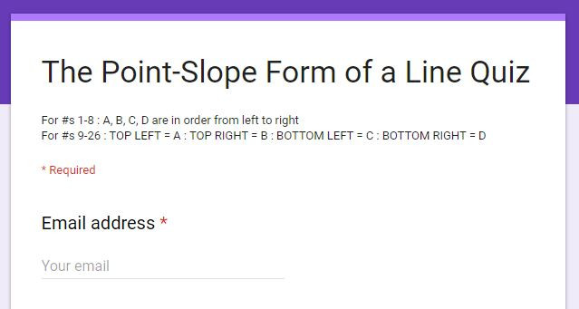 Point-Slope Form of a Line: Google Forms Quiz - 26 Problems - Amped Up ...