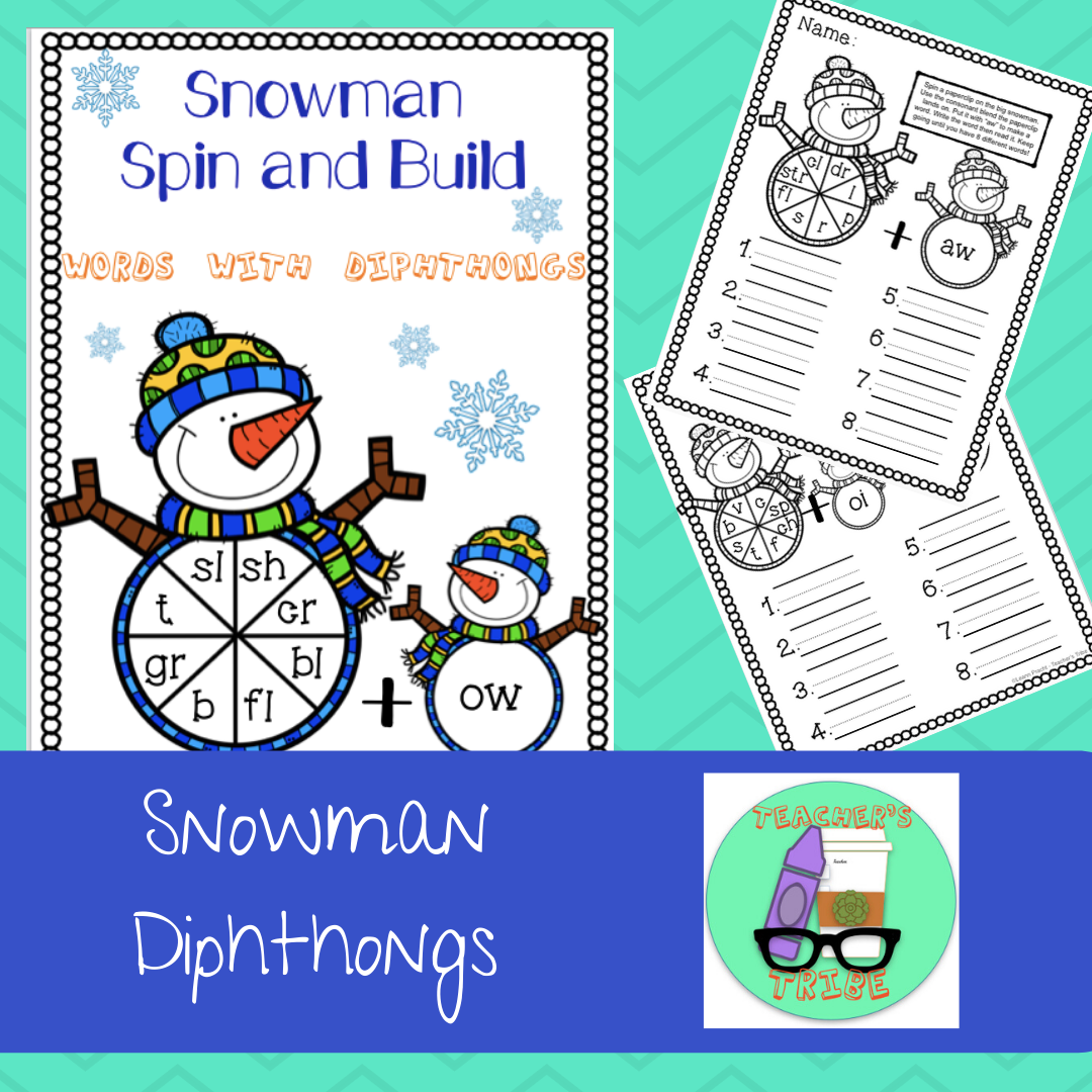 Snowman Spin and Build - Words with Diphthongs - Amped Up Learning