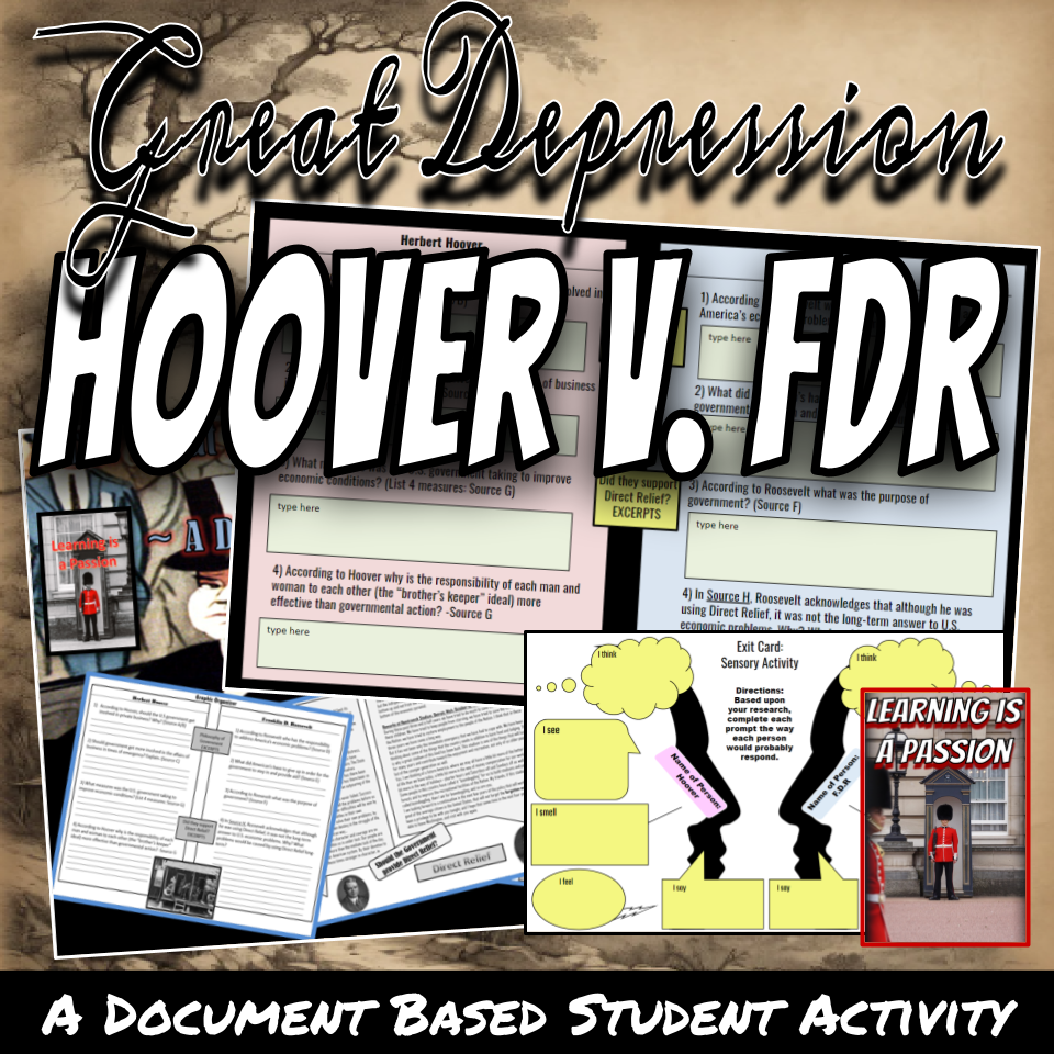 Great Depression | Hoover V. Franklin D. Roosevelt | Document Based ...