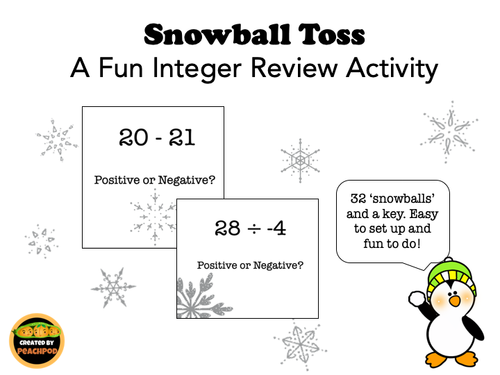 Snowball Toss: Fun Integer Review Activity - Amped Up Learning