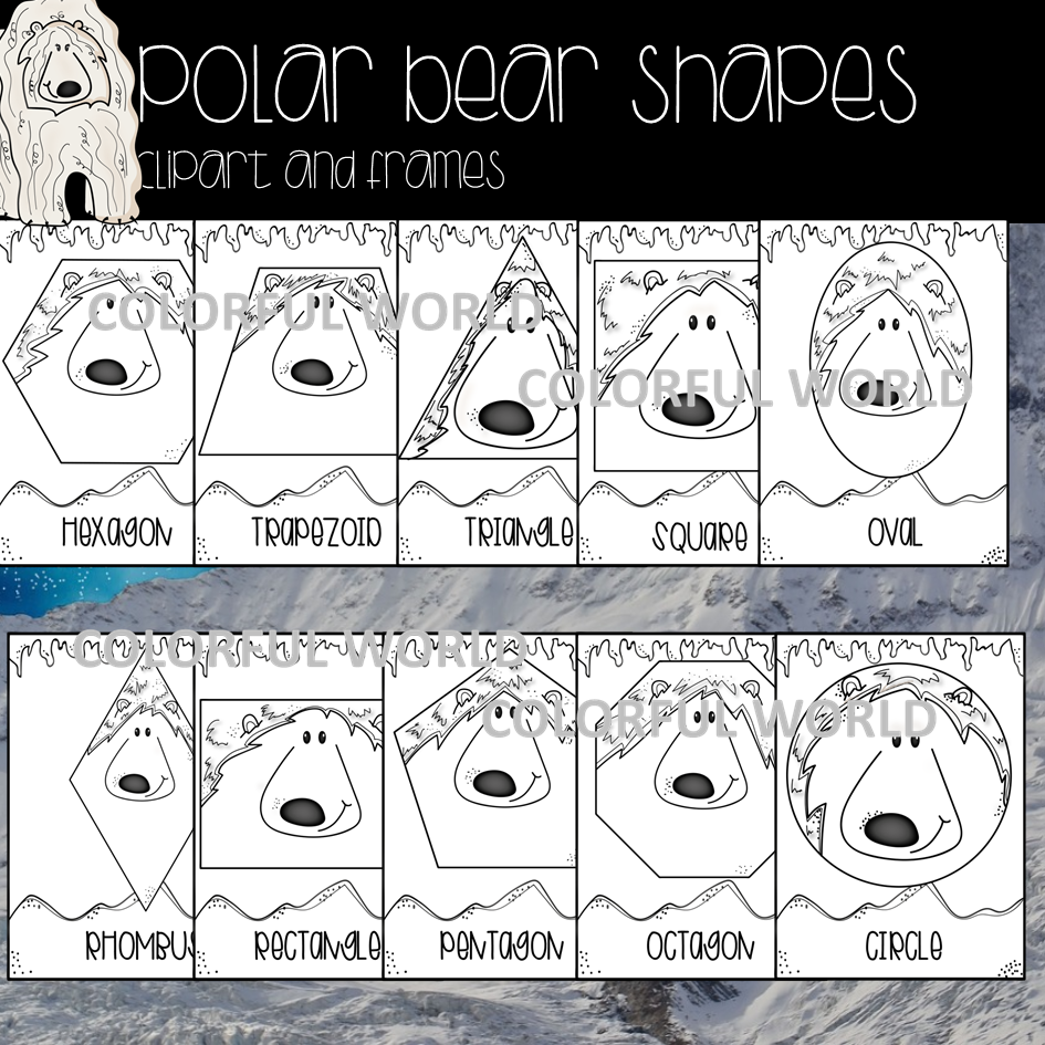Polar bear shapes clipart - Amped Up Learning