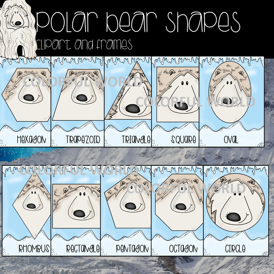 Polar bear shapes clipart - Amped Up Learning