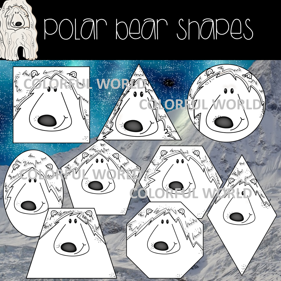 Polar bear shapes clipart - Amped Up Learning