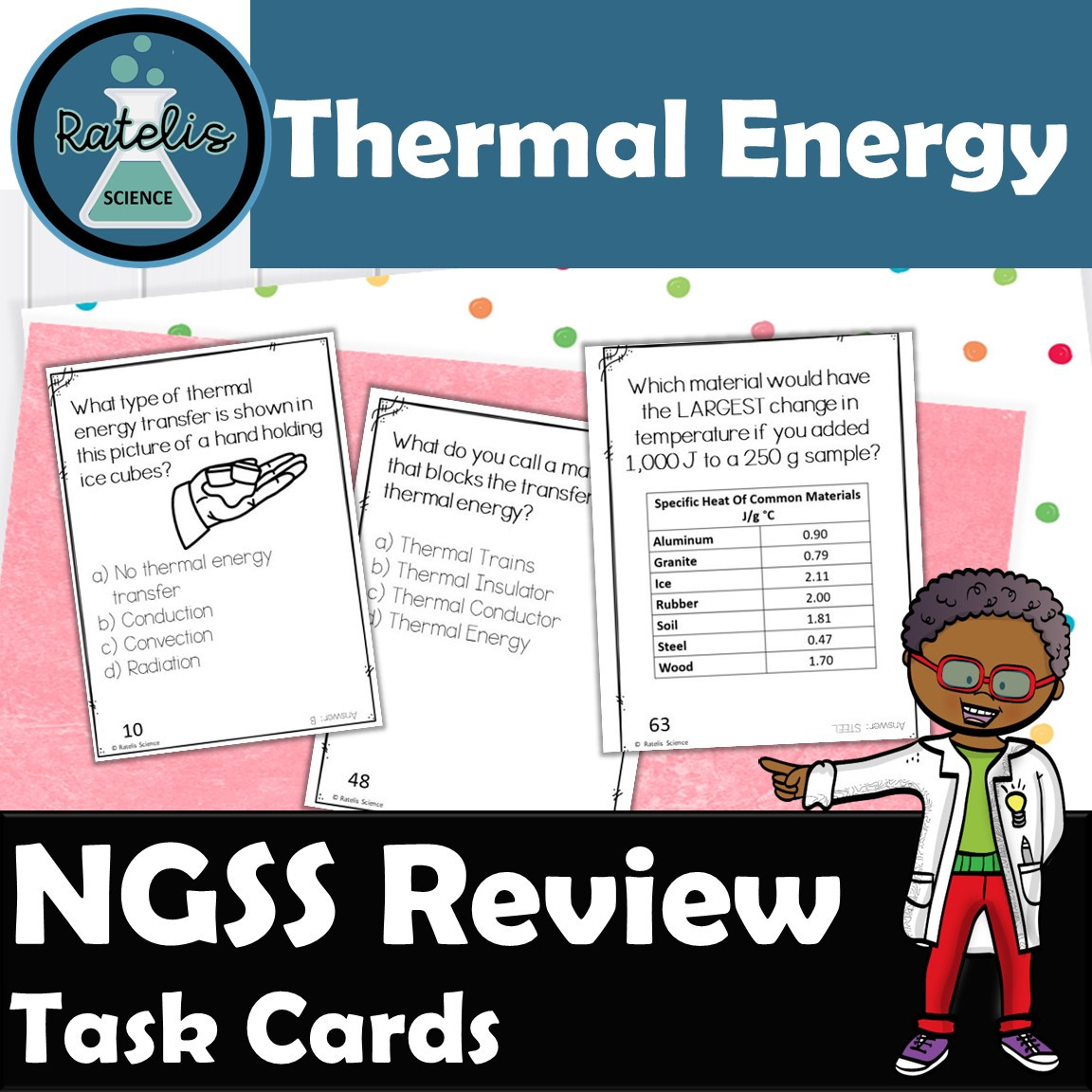 Thermal Energy Task Cards Review NGSS Physical Science 68 Questions ...