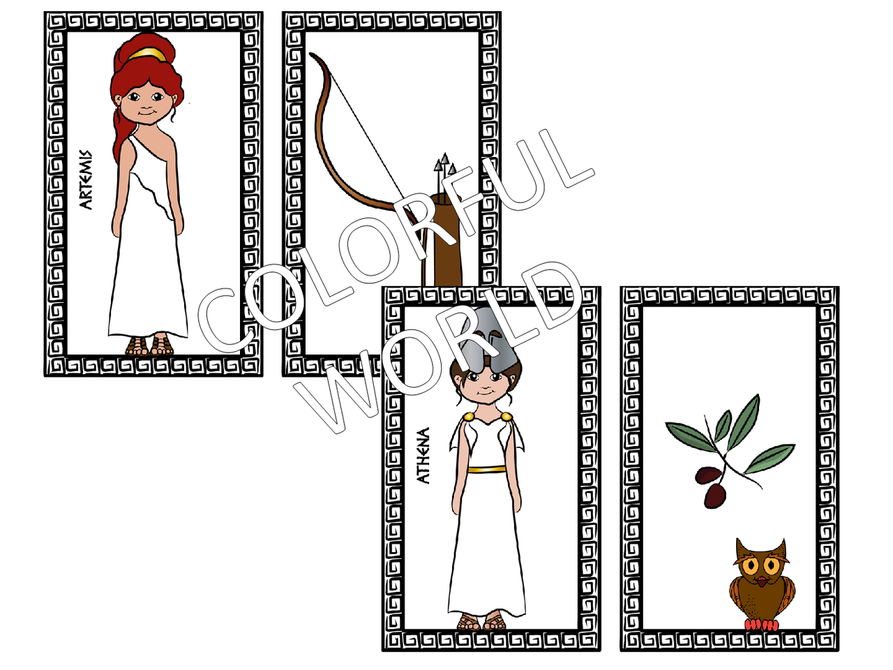 Greek Olympian Goddesses worksheets, matching cards, printables and ...