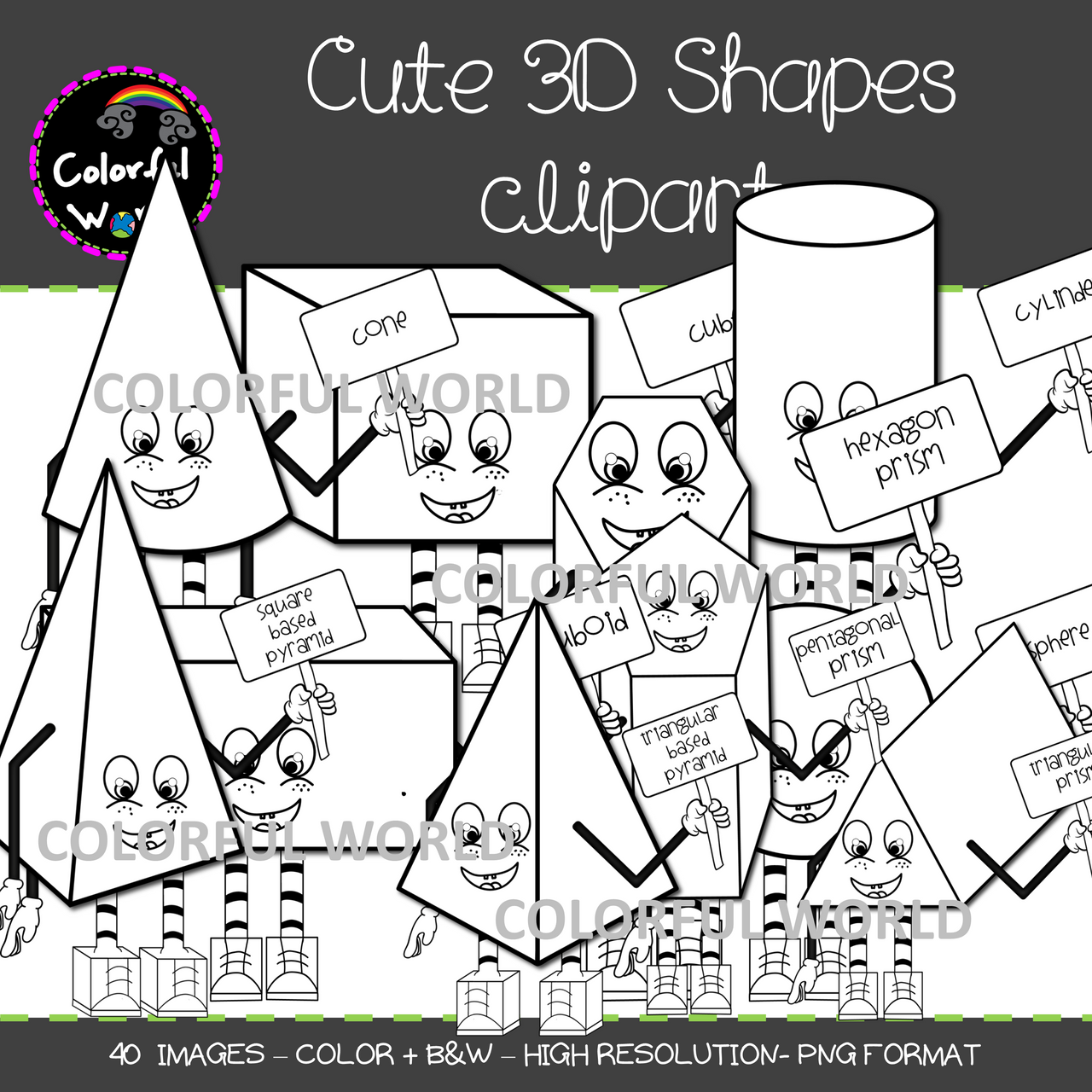 Cute 3D Shapes clipart - Amped Up Learning