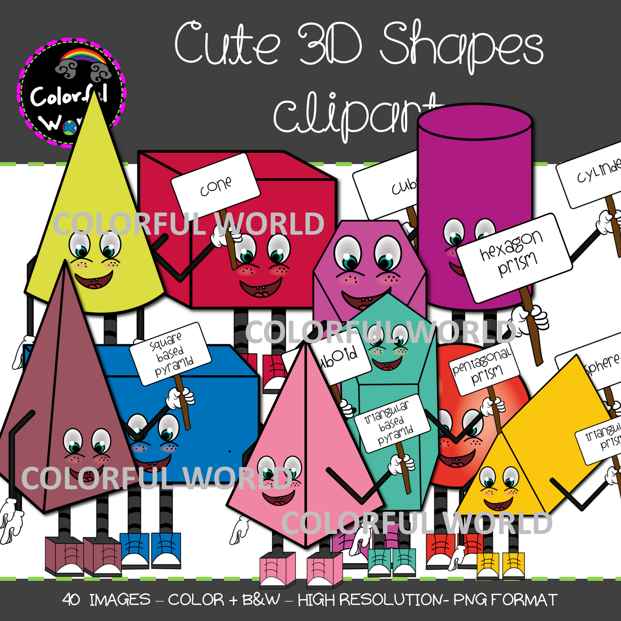 Cute 3D Shapes clipart - Amped Up Learning