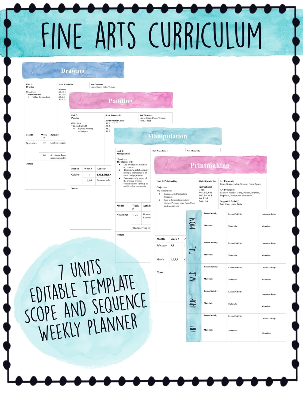 (EDITABLE) Fine arts scope & sequence - Amped Up Learning