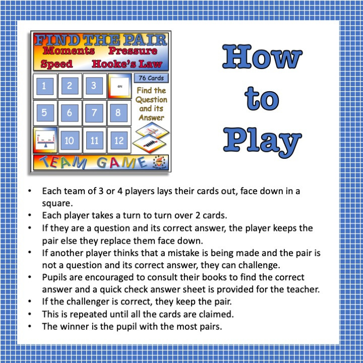 Forces - Find the Pair Game for Speed, Pressure, Moments & Hooke's Law ...