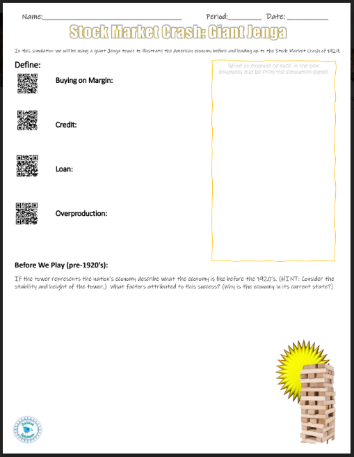 Giant Jenga - Stock Market Crash of 1929 simulation game