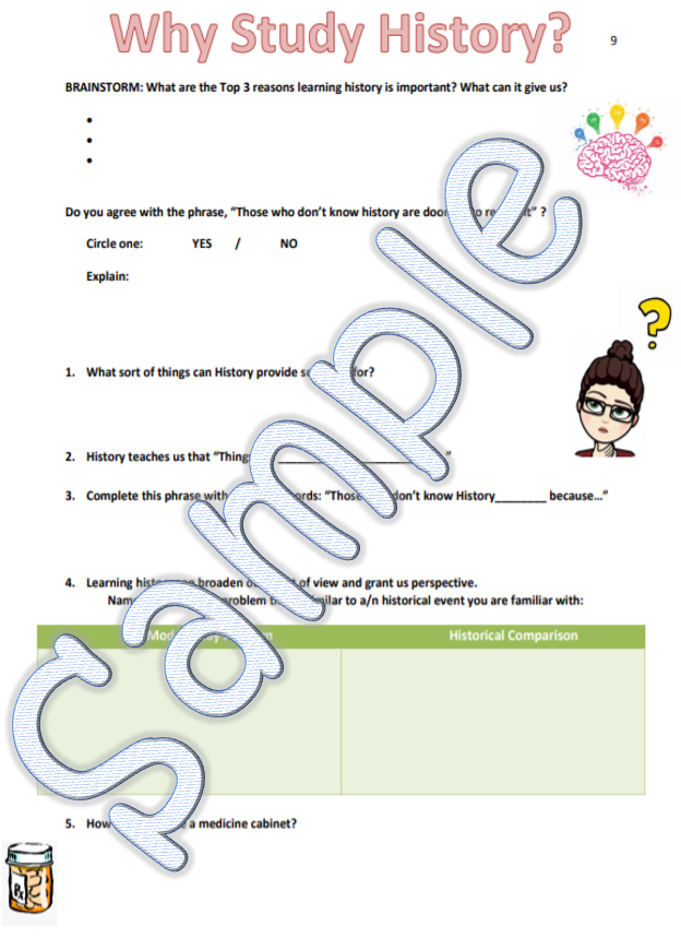 History Class Intro PPT - "Why Study History?" video, graphic organizer ...