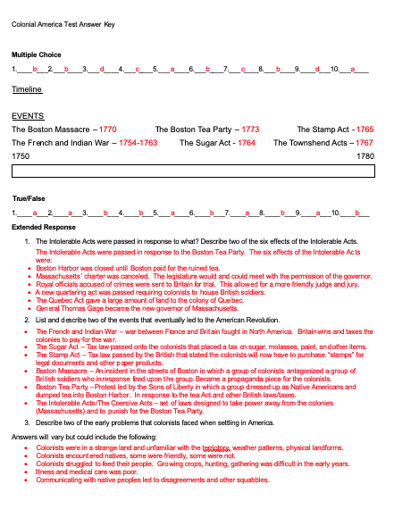 Colonial America Test - Amped Up Learning