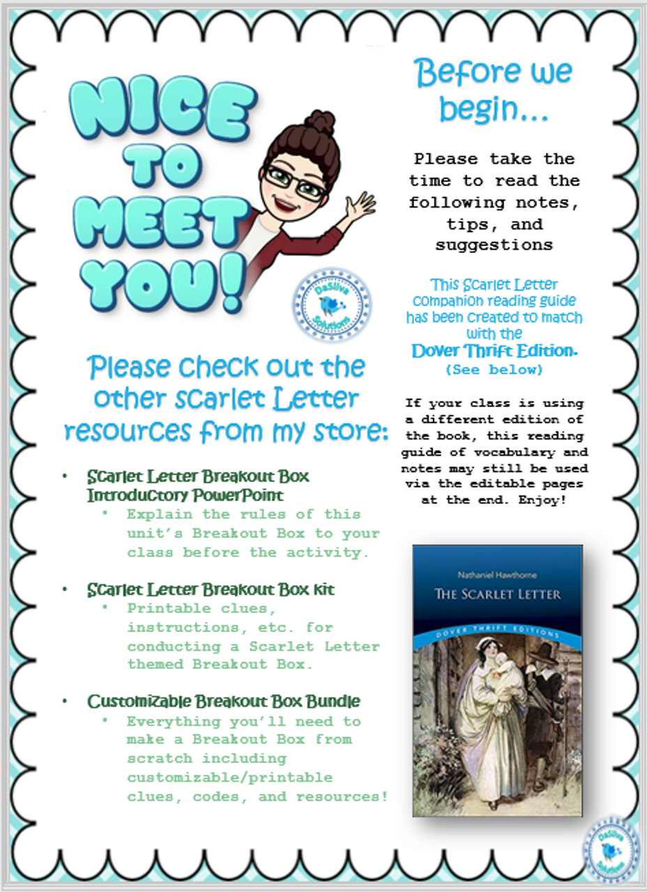 Scarlet Letter Unit Interactive Notes & Vocabulary - Amped Up Learning