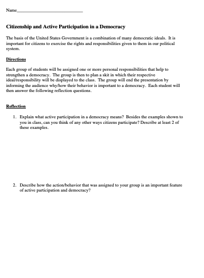 Active Participation in Government Lesson Plan - Amped Up Learning