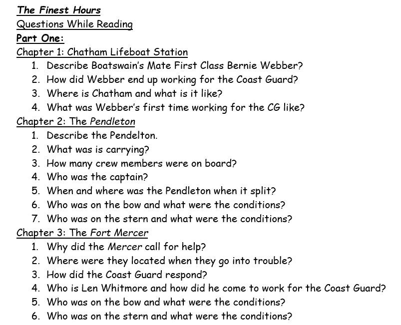 The Finest Hours: A Book Study - Amped Up Learning