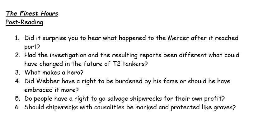 The Finest Hours: A Book Study - Amped Up Learning