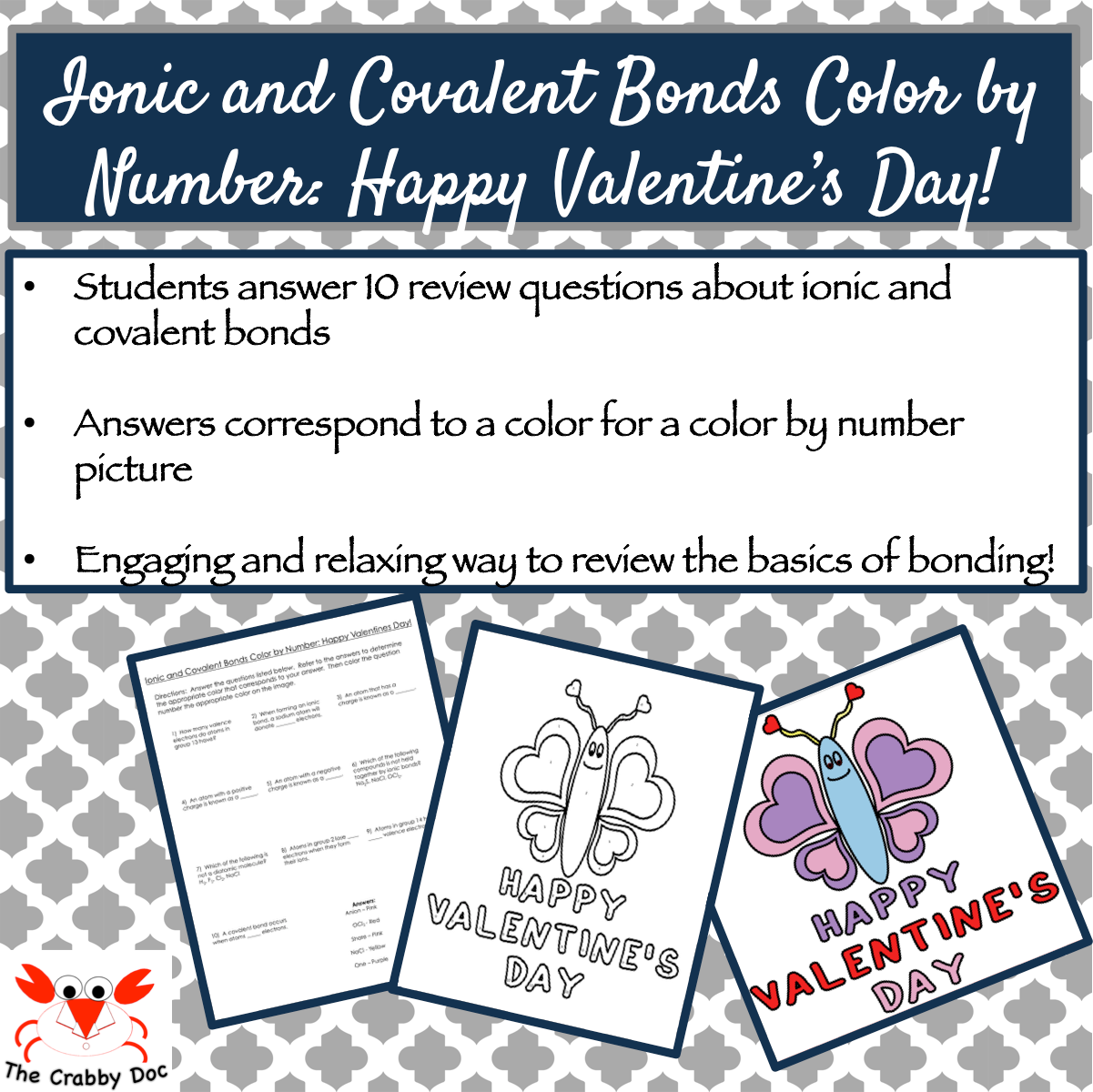 Ionic and Covalent Bonds Color by Number: Happy Valentine's Day ...