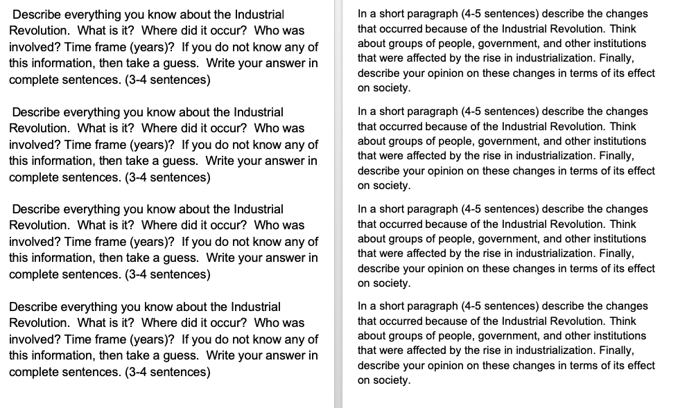 Industrial Revolution Extended Response Questions - FREE! - Amped Up ...