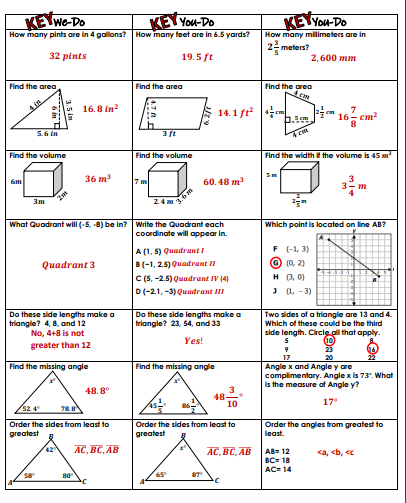 6th Grade Geometry Review- We-Do, You-Do Guided Class Activity - Amped ...