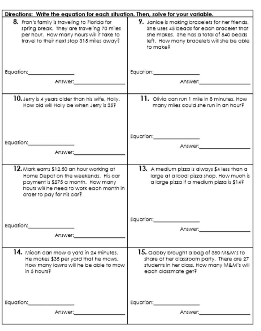 Writing Equations With Tables Graphs And Word Problems Amped Up