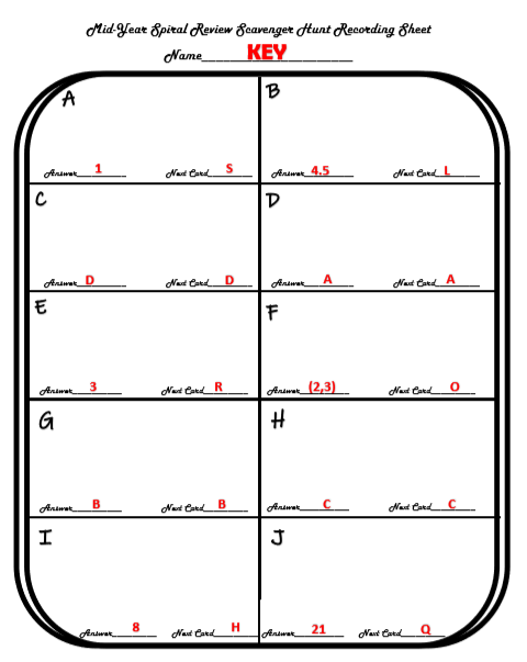Math 8 Mid-Year Spiral Review Scavenger Hunt - Amped Up Learning