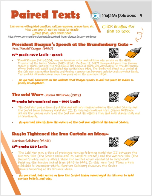 "Lend Me Your Ears" Cold War Speech Analysis: 4 prompts linked to CCSS ...