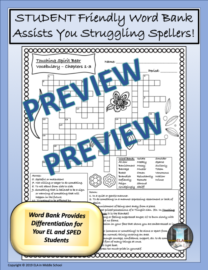 Touching Spirit Bear Bundle of Vocabulary Word Puzzles (and Doodles ...