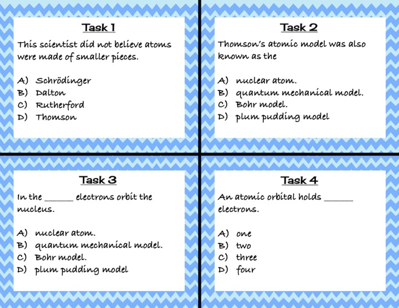Atomic Model Task Cards - Amped Up Learning