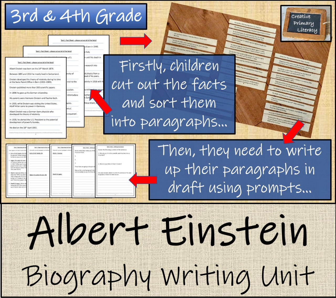 Albert Einstein Biography Writing Unit | 3rd Grade & 4th Grade - Amped ...