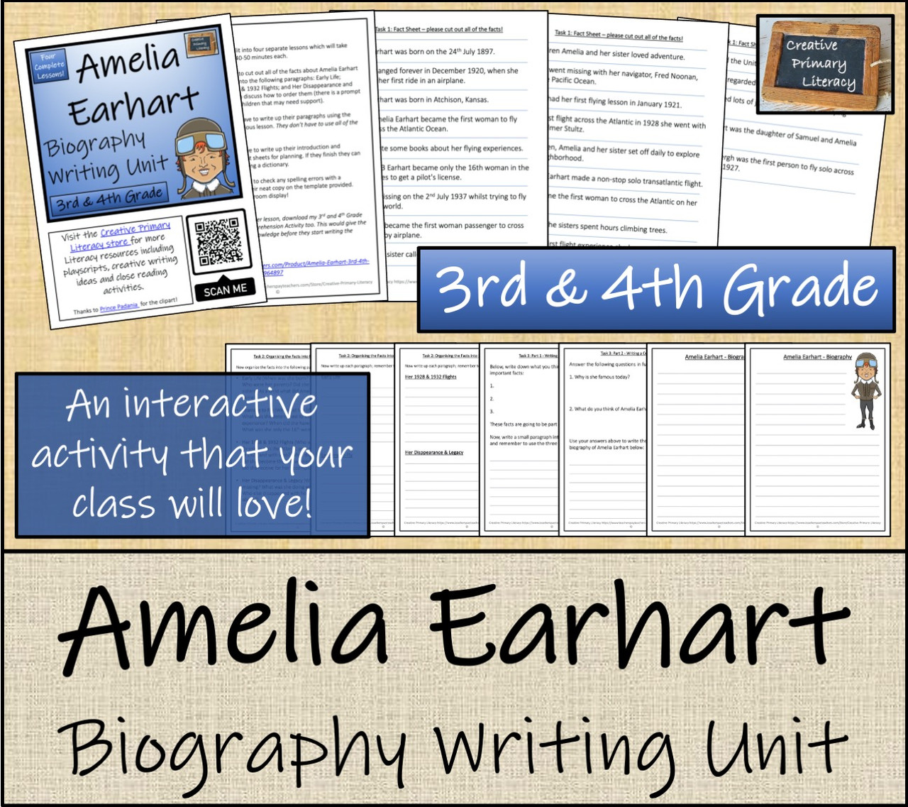 Amelia Earhart Biography Writing Unit | 3rd Grade & 4th Grade - Amped ...
