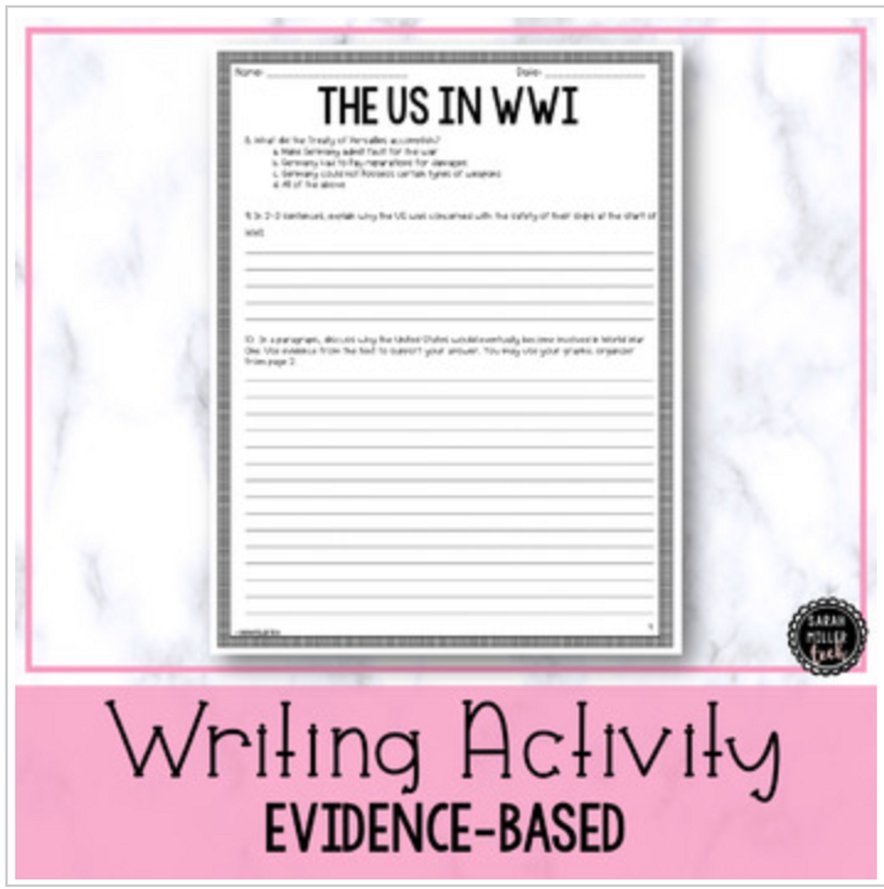 The U.S. in World War I Reading Activity (SS5H2) - Amped Up Learning