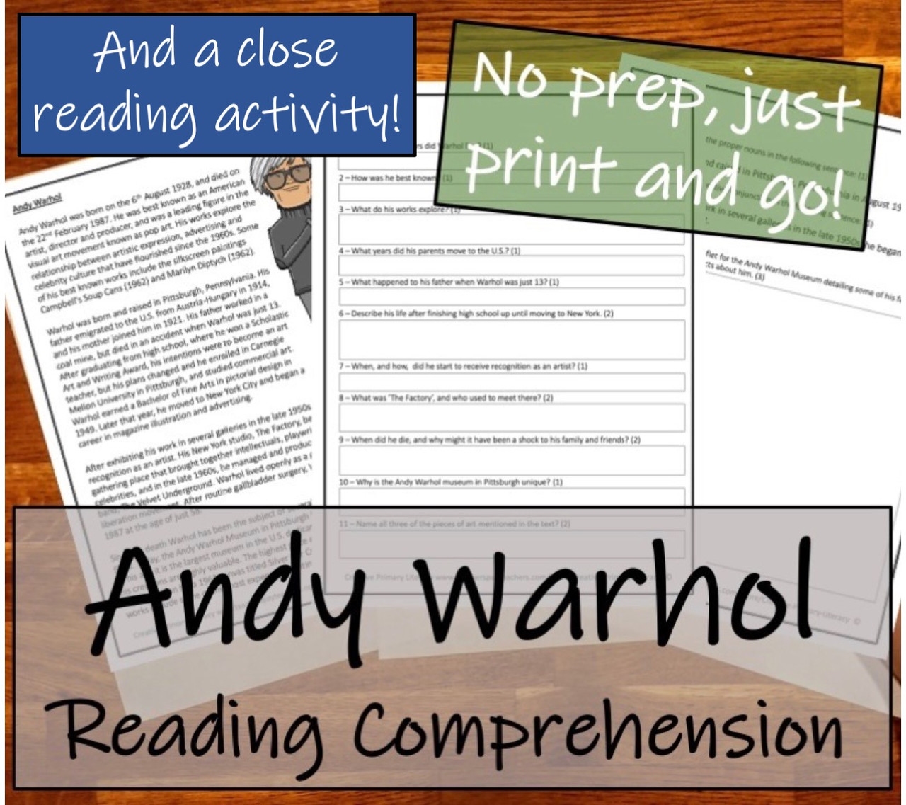 Andy Warhol - 5th & 6th Grade Close Read & Biography Writing Bundle ...