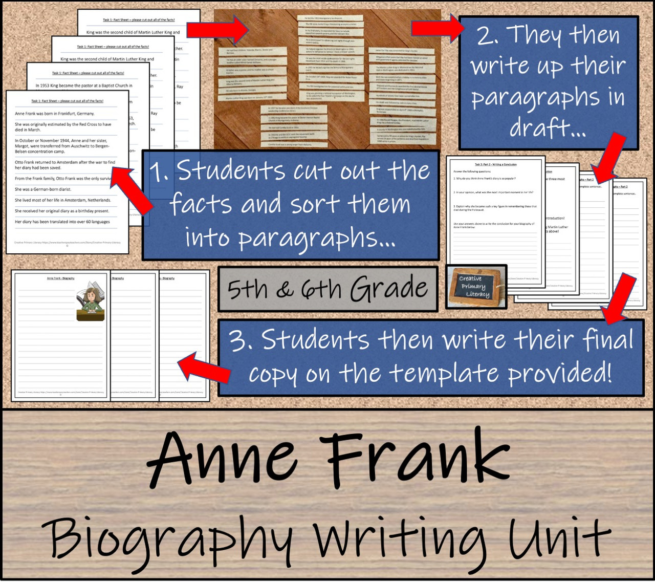 Anne Frank Biography Writing Unit | 5th Grade & 6th Grade - Amped Up ...