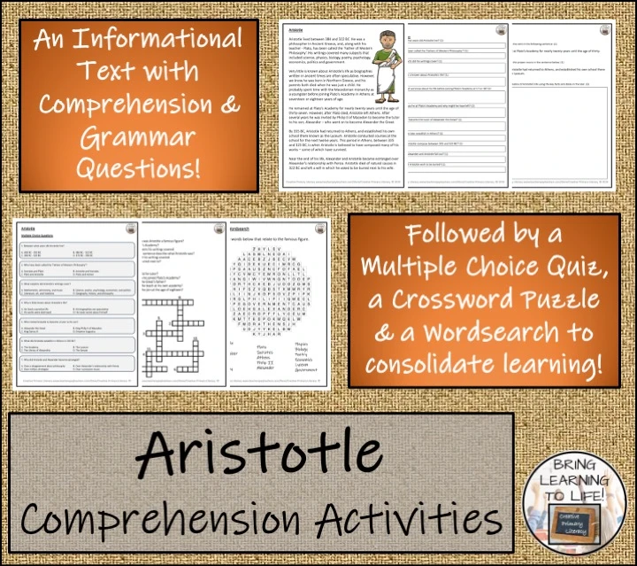 Aristotle Close Reading Comprehension Activities | 5th Grade & 6th ...