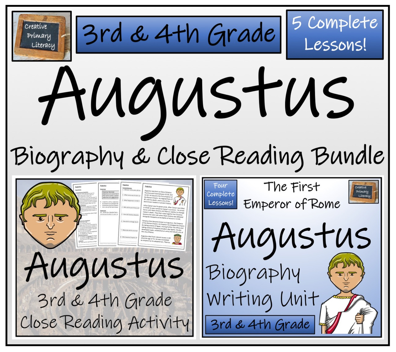 Augustus - 3rd & 4th Grade Close Read & Biography Writing Bundle ...