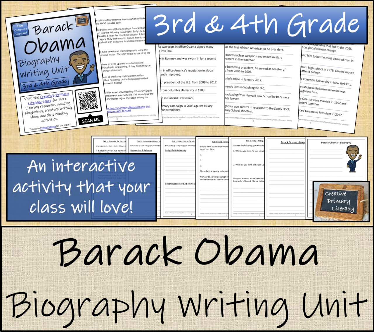 Barack Obama Biography Writing Unit | 3rd Grade & 4th Grade - Amped Up ...