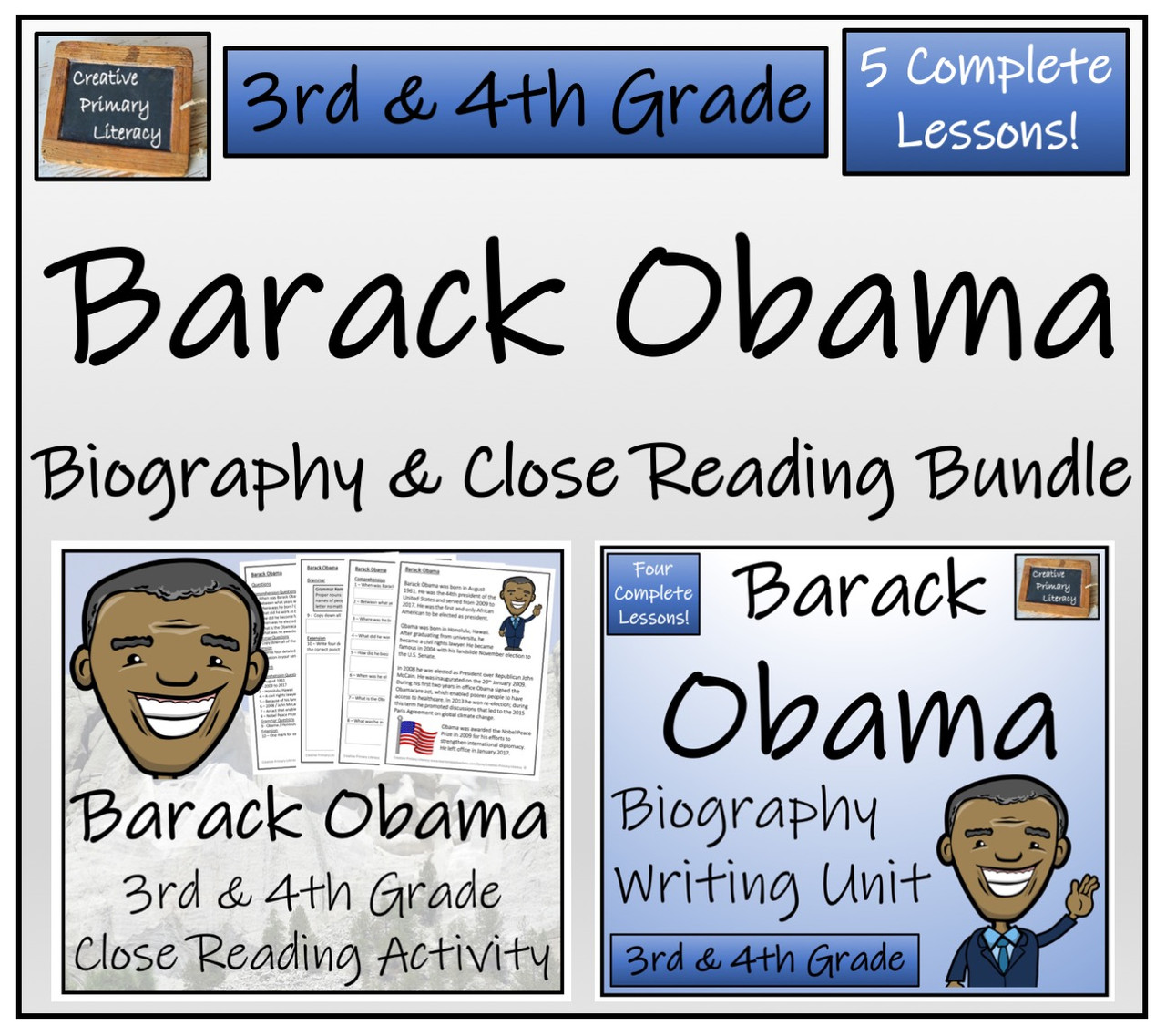 Barack Obama - 3rd & 4th Grade Close Read & Biography Writing Bundle ...