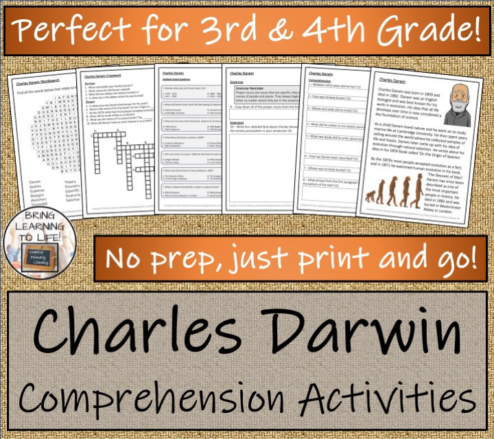 Charles Darwin Close Reading Comprehension Activities | 3rd Grade & 4th ...