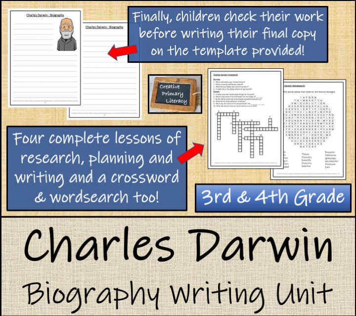 Charles Darwin Biography Writing Unit | 3rd Grade & 4th Grade - Amped ...