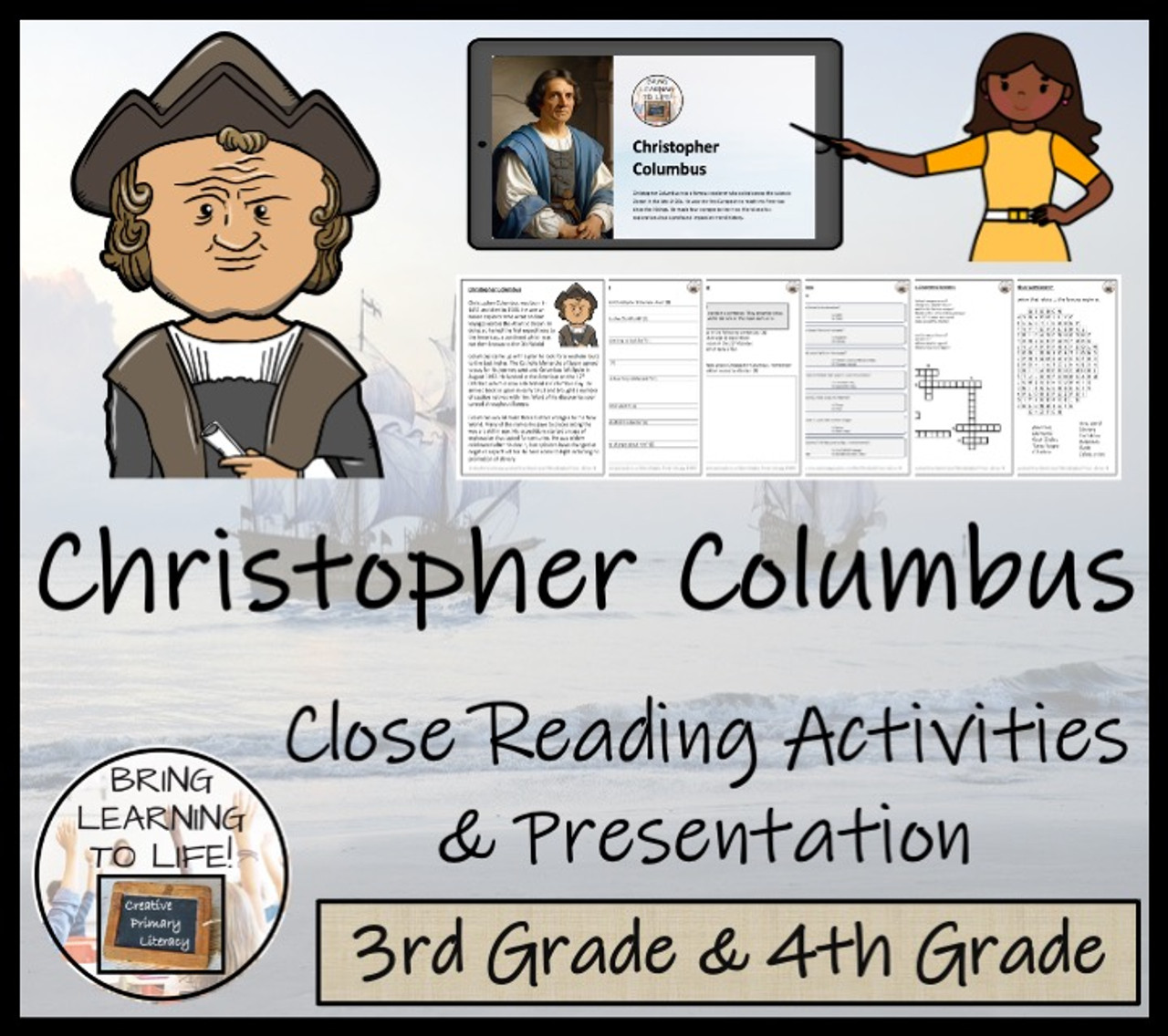 Christopher Columbus Close Reading Comprehension Activities | 3rd & 4th ...