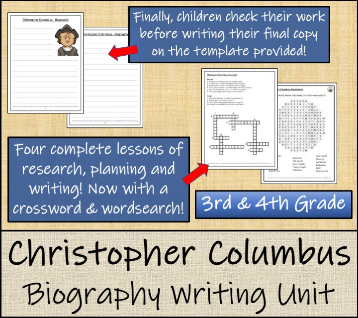 Christopher Columbus Biography Writing Unit | 3rd Grade & 4th Grade ...