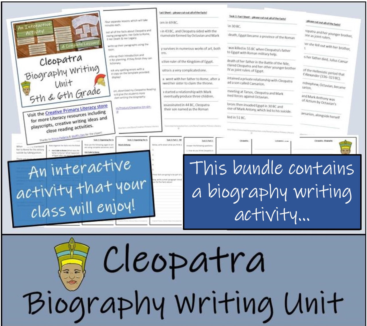 Cleopatra - 5th & 6th Grade Close Read & Biography Writing Bundle ...