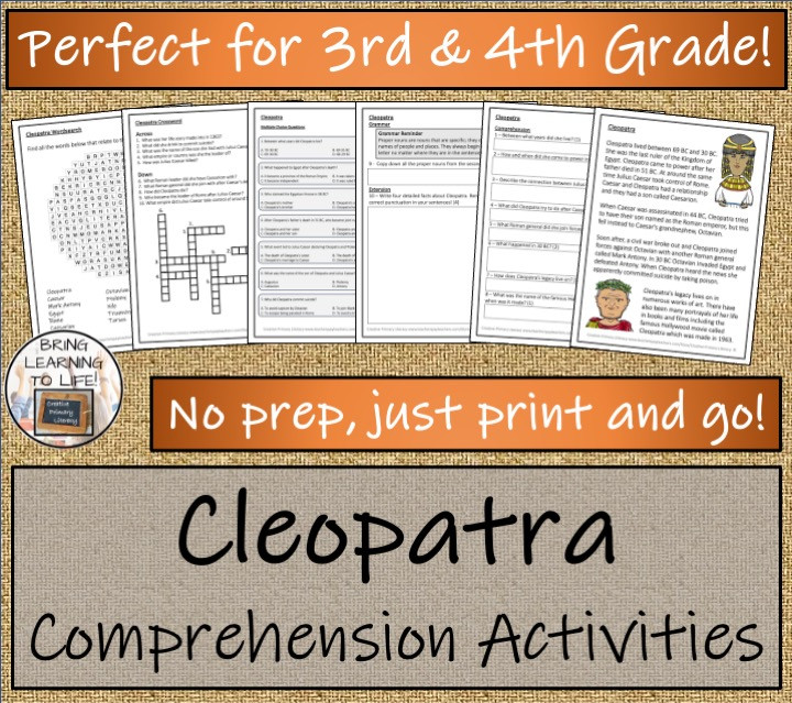 Cleopatra Close Reading Comprehension Activities | 3rd Grade & 4th ...